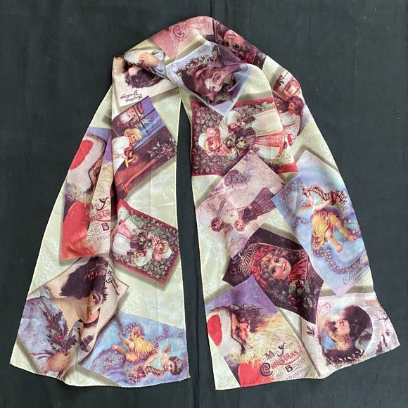 Accessories | Victorian Silk Scarf Christmas Greetings Romantic ...